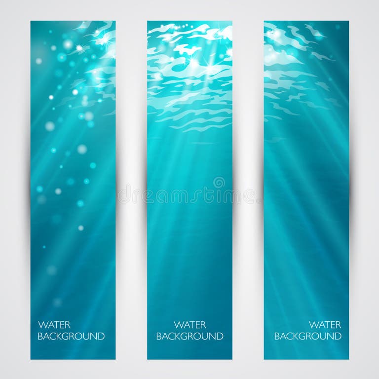 Vector Under Water Banners Set Stock Vector - Illustration of nature ...