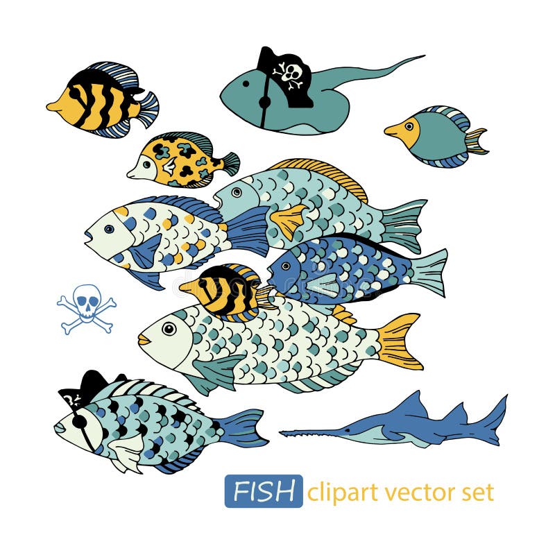 Pirate Sea Animals. Cartoon Nautical Animals Wearing Pirate Hats and ...