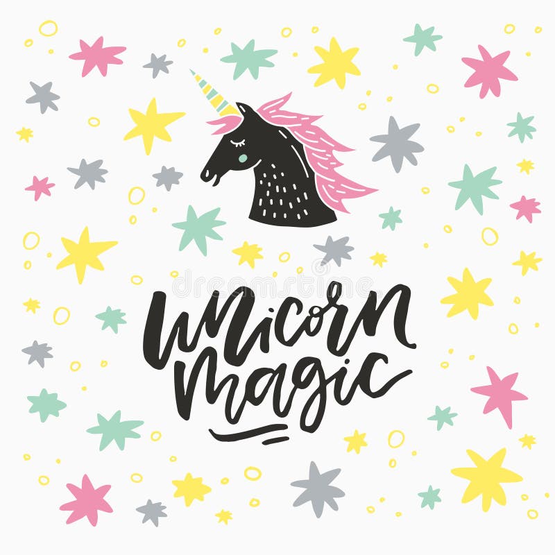 Vector Unicorn Lettering stock de ilustración. Ilustración de claxon ...