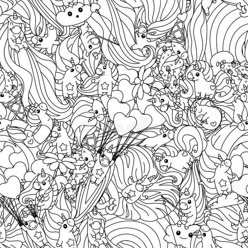 Vector Unicorn Pattern Coloring Page Stock Vector - Illustration of ...