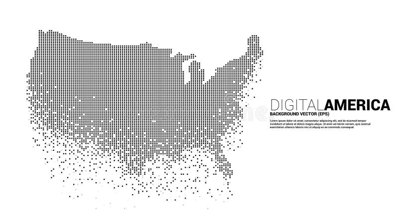 Vector United States Map from Pixel Square. Stock Vector - Illustration ...