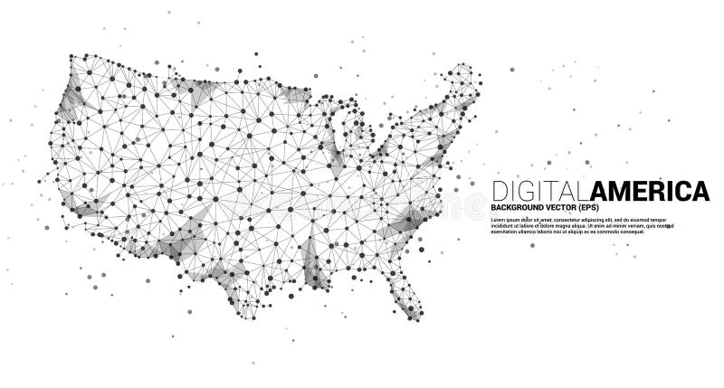 Vector United States Map from Polygon Dot Connect Line with Digital ...