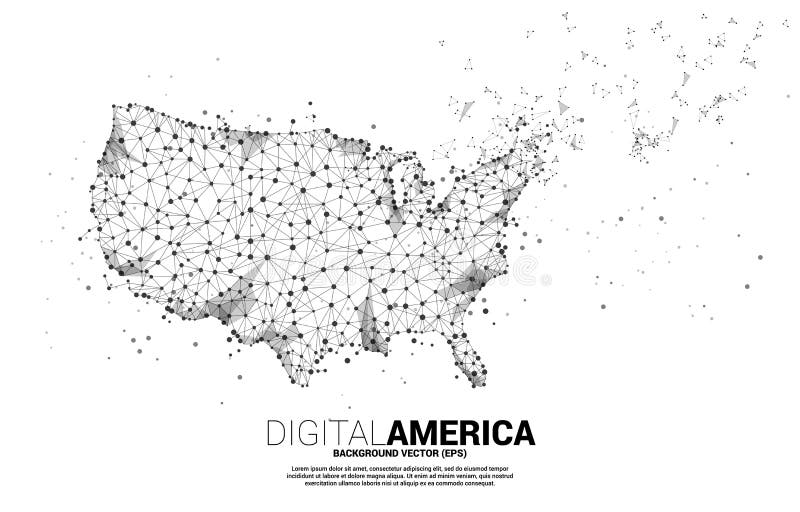 Vector United States Map from Polygon Dot Connect Line. Stock Vector ...