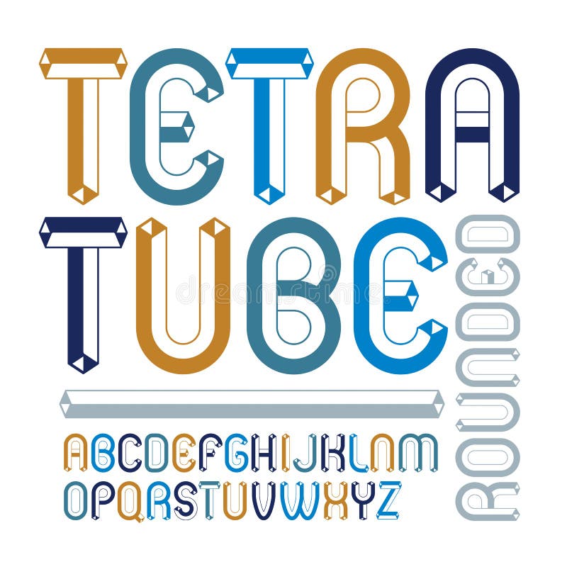 Vector Upper Case Modern Alphabet Letters Set. Artistic Rounded Stock ...