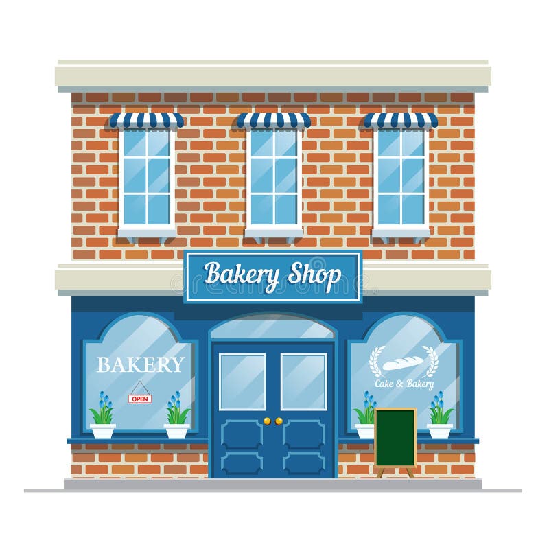 Bakery Shop - Cartoon Chef Baker Woman Holding Big Cake Standing Behind ...