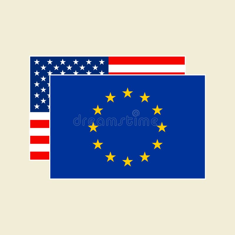 Vector US and EU Flags Set stock vector. Illustration of blue - 138615796