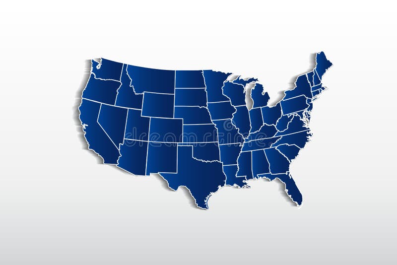 Vector USA Map Detailed States in Blue Logo Stock Vector - Illustration ...