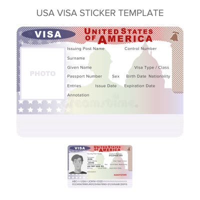 Vector USA Passport Visa Sticker Template in Flat Style Stock Vector ...