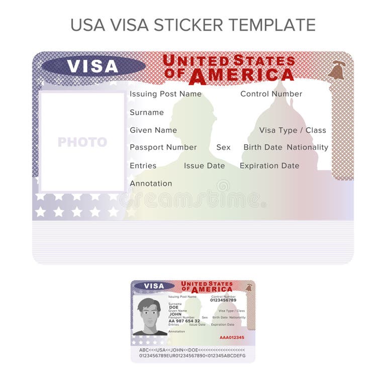 Vector USA Passport Visa Sticker Template in Flat Style Stock Vector ...
