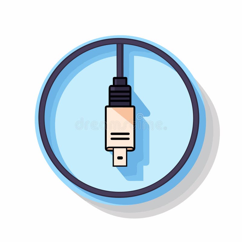 Vector of a USB Cable Connected To a Button on a White Background Stock ...