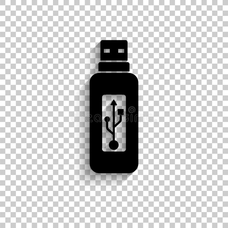 Vector Usb Flash Drive - Black Vector Icon with Shadow Stock Vector ...
