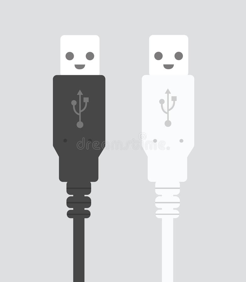 Vector USB Plug Black and White Stock Vector - Illustration of concept ...