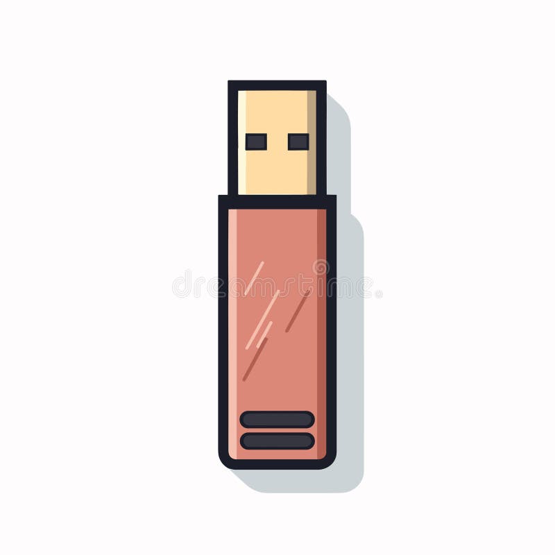 Vector of a USB Stick with a Face Icon in a Minimalist Line Style Stock ...