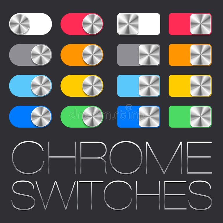 Vector User Interface Set Including Chrome Switches Stock Vector ...