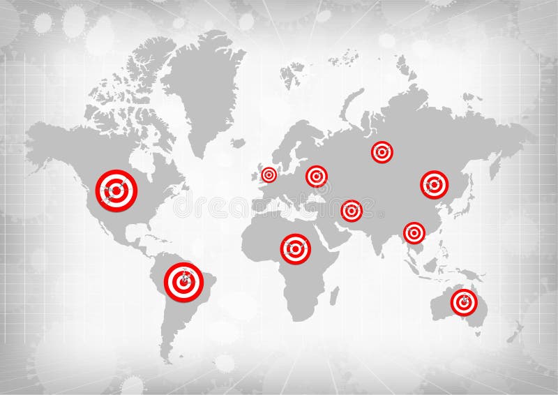 Vector : Vaccine Syringe and Archery Target with Virus World Map ...