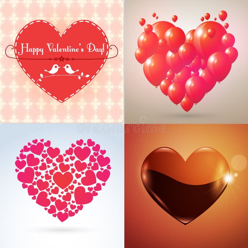 Vector Valentine Hearts Set Stock Vector - Illustration of holiday ...