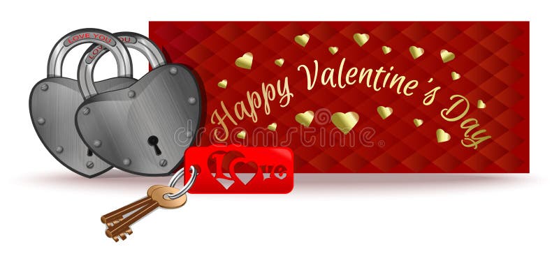 Vector Valentines Day Card with a Pair of Locks Stock Vector ...