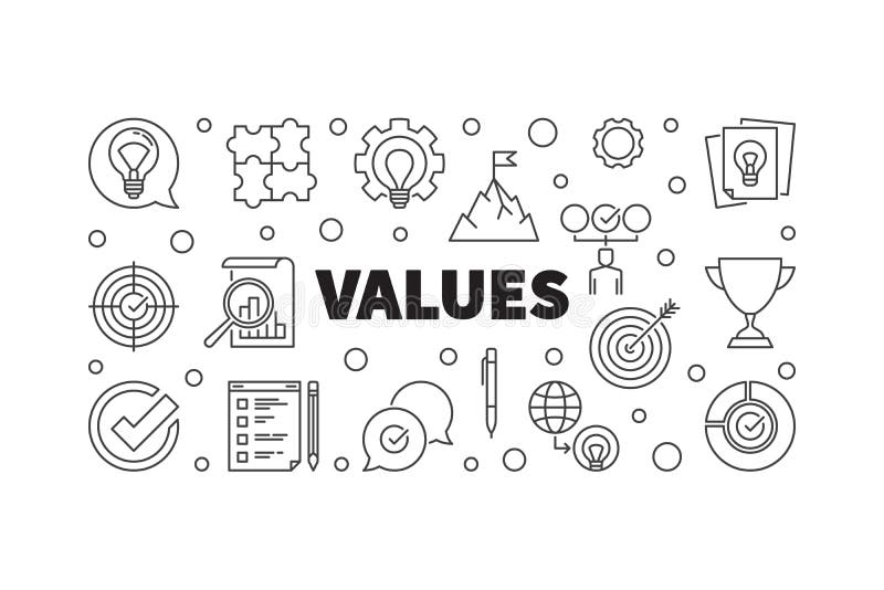 Vector Values Concept Banner or Illustration in Thin Line Style Stock ...
