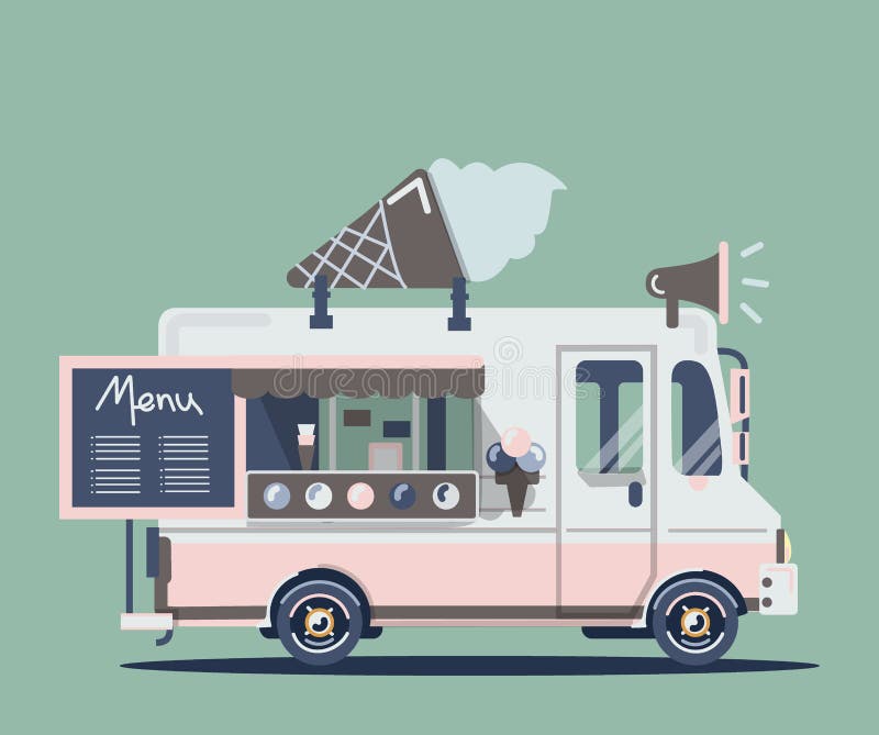 Vector van ice cream stock vector. Illustration of cream - 82668633