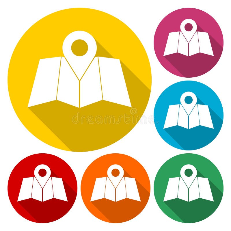 Vector Various Color Map Icons with Navigation Symbols Stock Vector ...