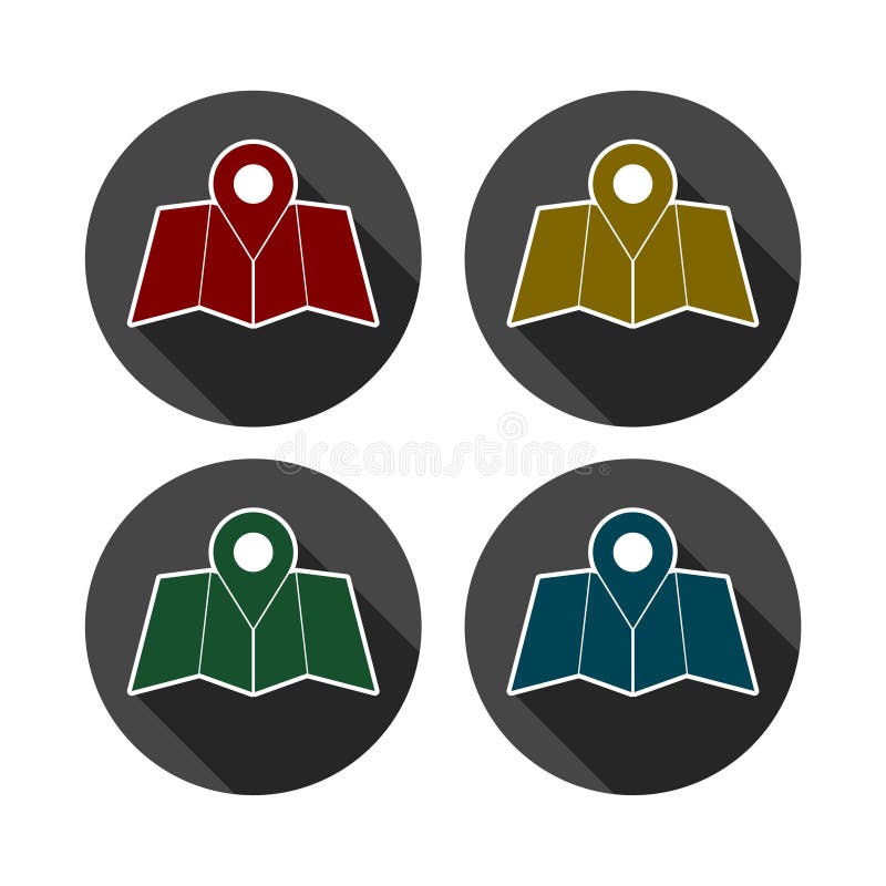 Vector Various Color Map Icons with Navigation Symbols Stock Vector ...