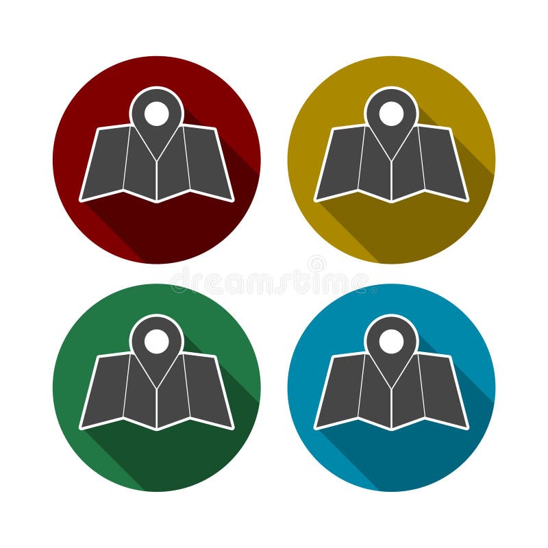 Vector Various Color Map Icons with Navigation Symbols Stock Vector ...