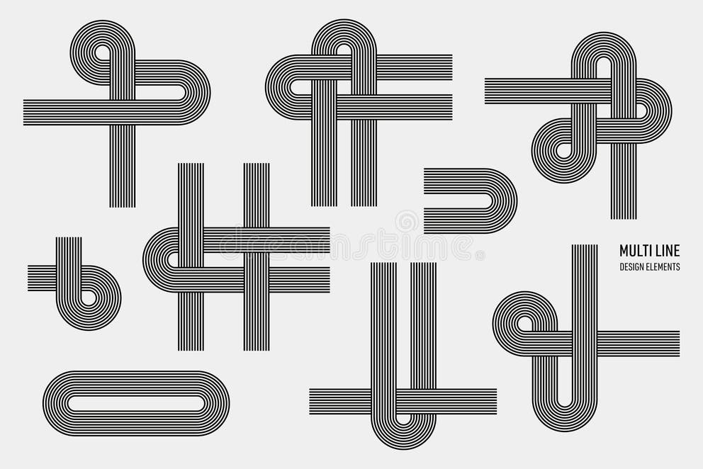Vector Various Multi Line Design Elements Set Stock Vector ...