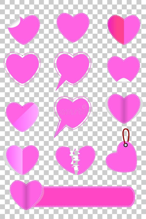 Various Style of Pink Love Shape at Transparent Effect Background Stock ...