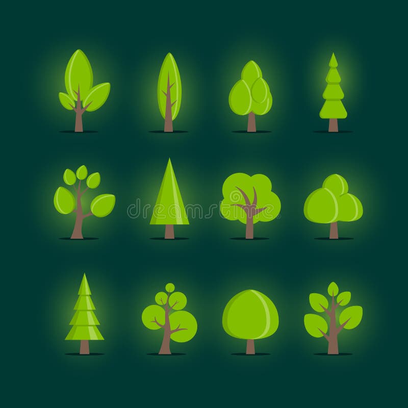 Vector Various Tree Collection. Stock Vector - Illustration of icon ...
