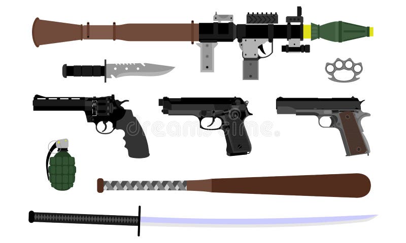 Vector of various weapons stock vector. Illustration of shoot - 112444707