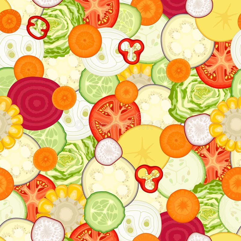 Vegetable Seamless Pattern on Yellow Background. Watercolor Stock ...