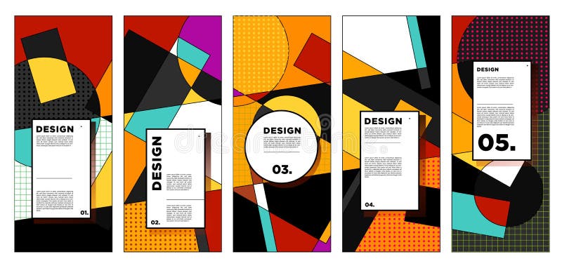 Vector Vertical Banner Design Template with Colorful Abstract Geometric ...