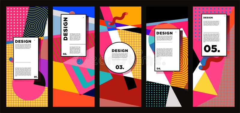 Vector Vertical Banner Design Template with Colorful Abstract Geometric ...