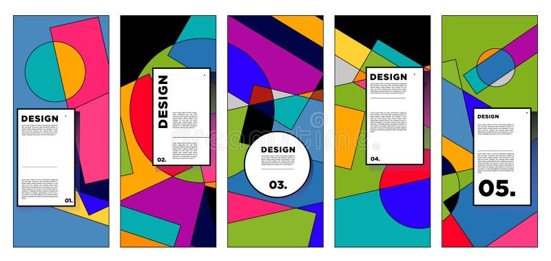 Vector Vertical Banner Design Template with Colorful Abstract Geometric ...