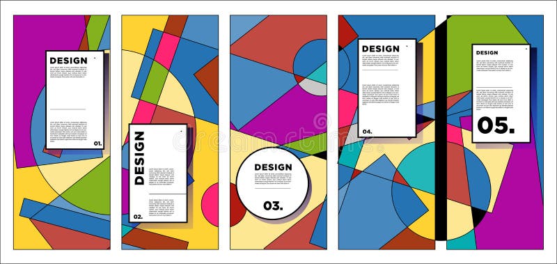 Vector Vertical Banner Design Template with Colorful Abstract Geometric ...