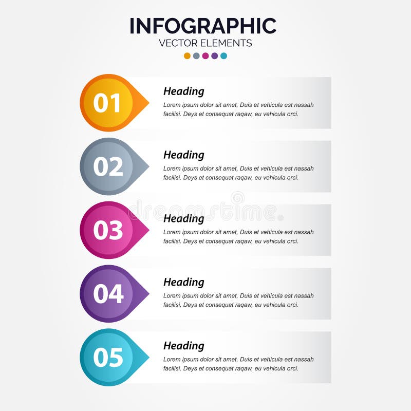 Vector Vertical Infographic Arrow Design with 5 Options or Steps ...