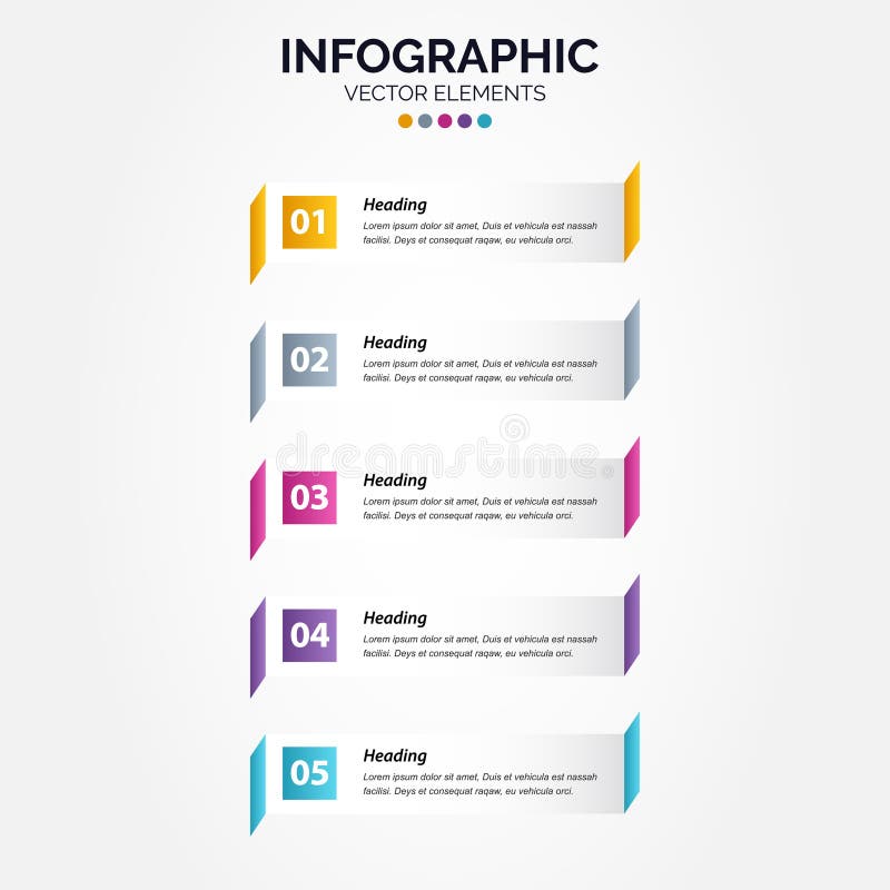 Vector Vertical Infographic Arrow Design with 5 Options or Steps ...