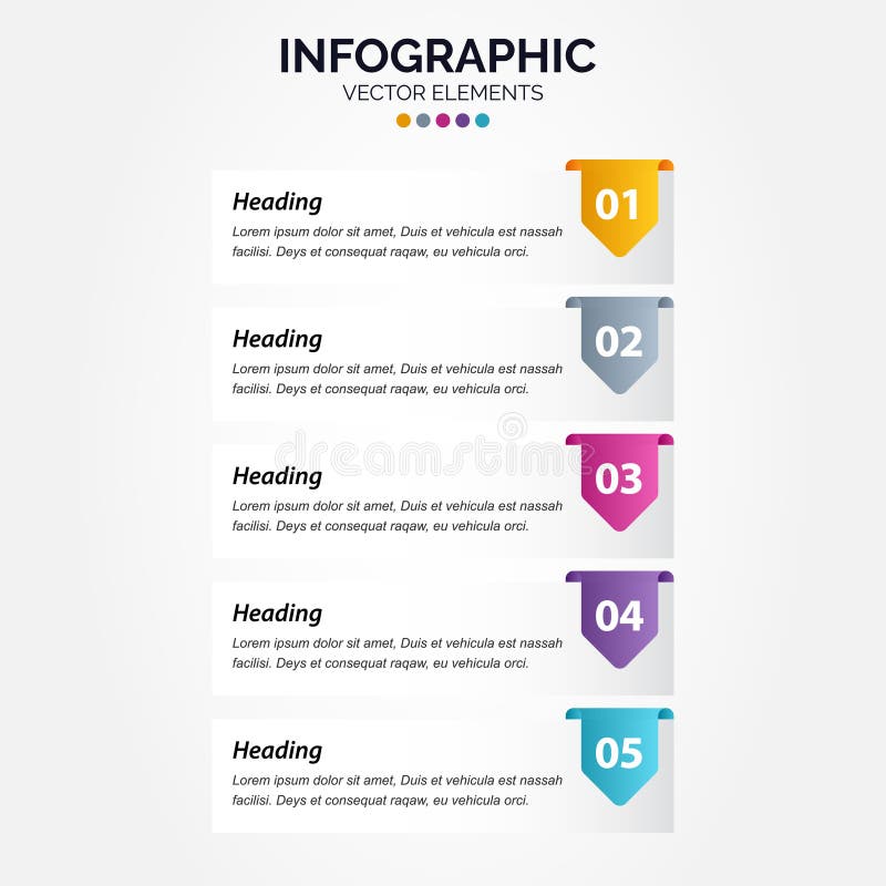 Vector Vertical Infographic Arrow Design with 5 Options or Steps ...