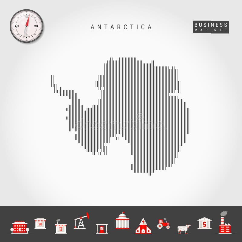 Vector Vertical Lines Map of Antarctica. Striped Silhouette of ...