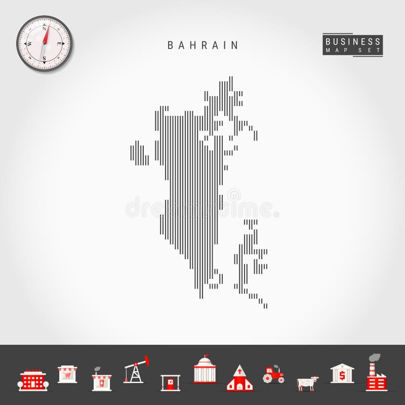 Vector Vertical Lines Map of Bahrain. Striped Silhouette of Bahrain ...