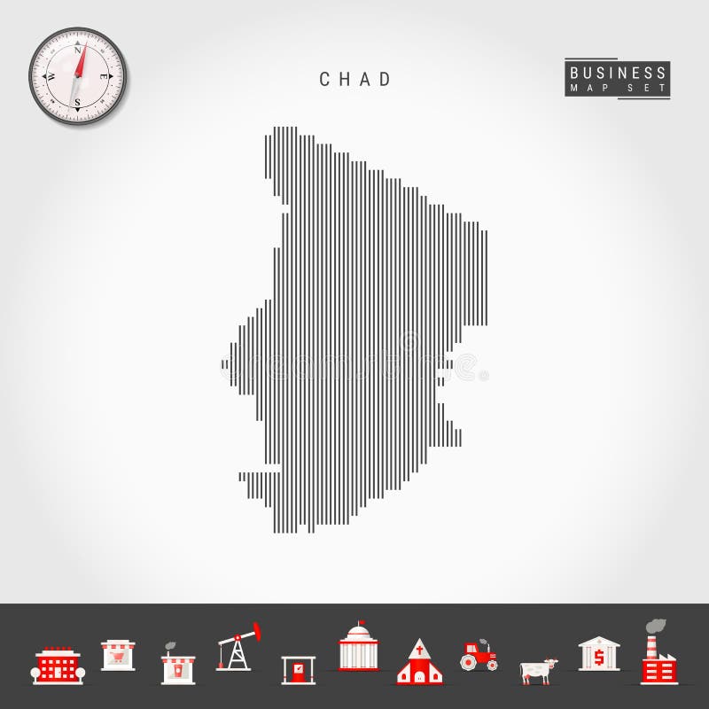 Vector Vertical Lines Map of Chad. Striped Silhouette of Chad ...