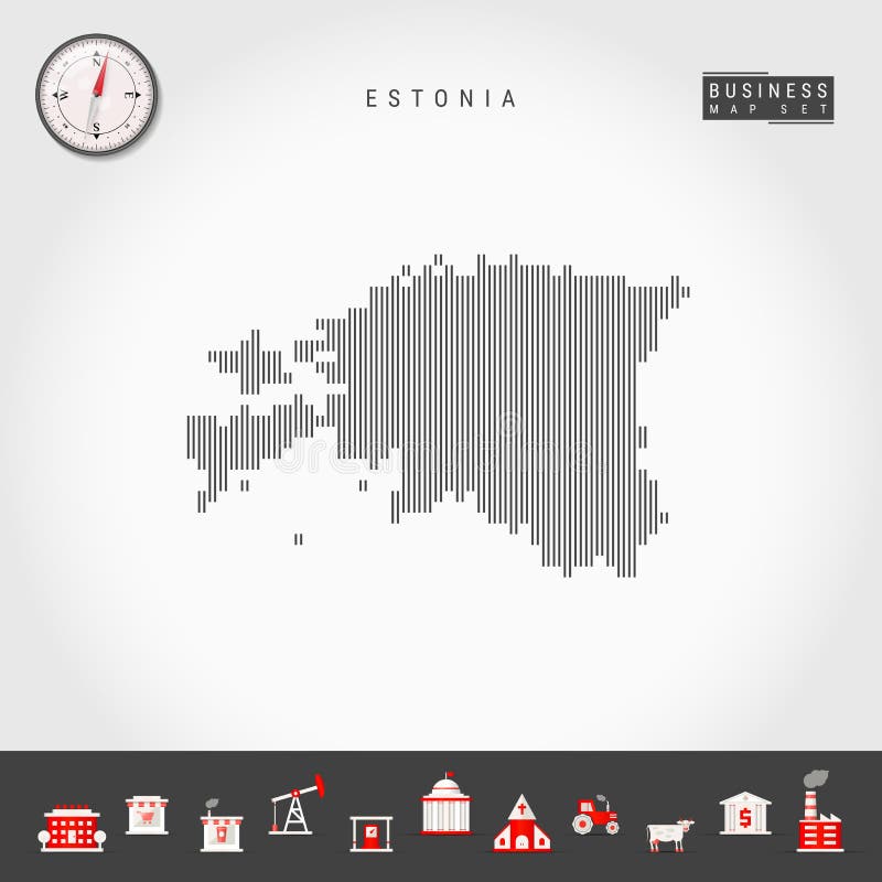 Vector Vertical Lines Map of Estonia. Striped Silhouette of Estonia ...