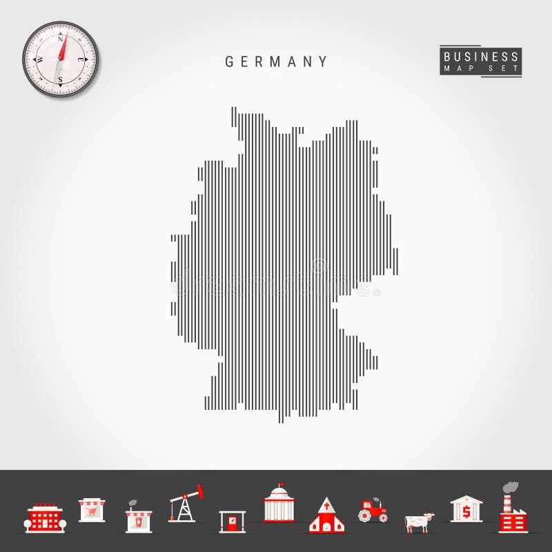 Vector Vertical Lines Map of Germany. Striped Silhouette of Germany ...