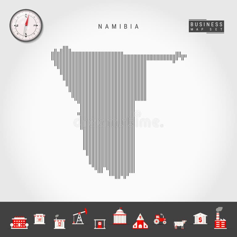 Vector Vertical Lines Map of Namibia. Striped Silhouette of Namibia ...