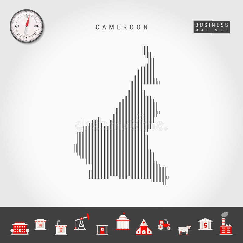 Vector Vertical Lines Map of Cameroon. Striped Silhouette of Cameroon ...