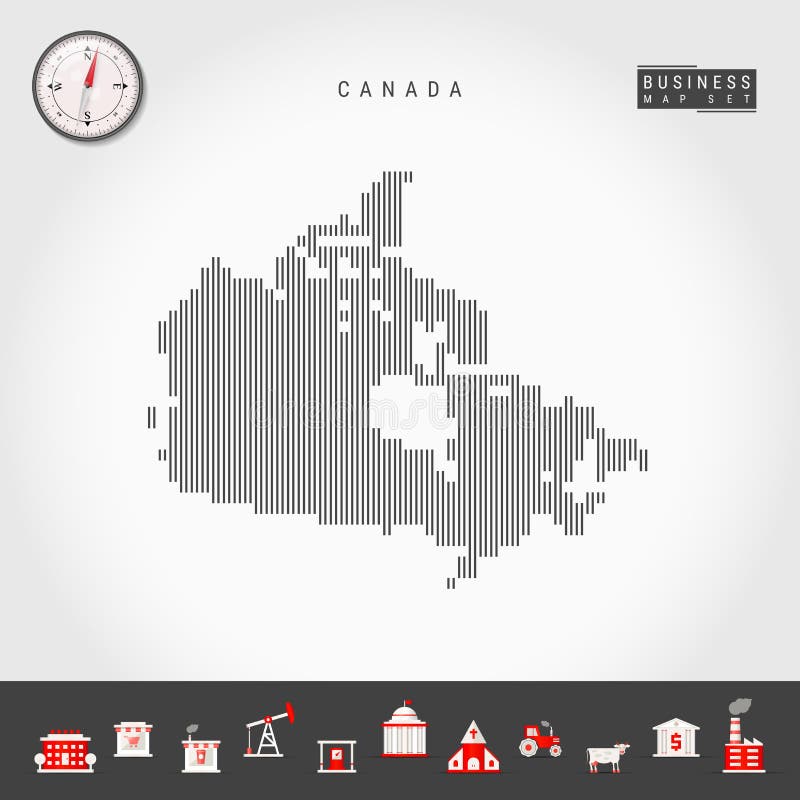 Vector Vertical Lines Map of Canada. Striped Silhouette of Canada ...