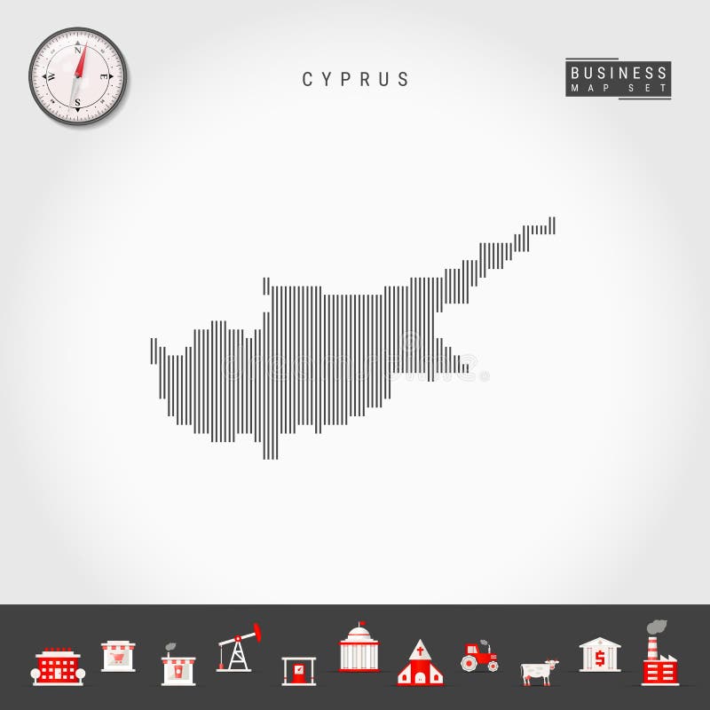 Vector Vertical Lines Map of Cyprus. Striped Silhouette of Cyprus ...