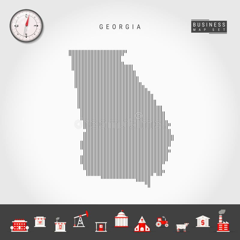 Vector Vertical Lines Pattern Map of Georgia. Striped Silhouette of ...