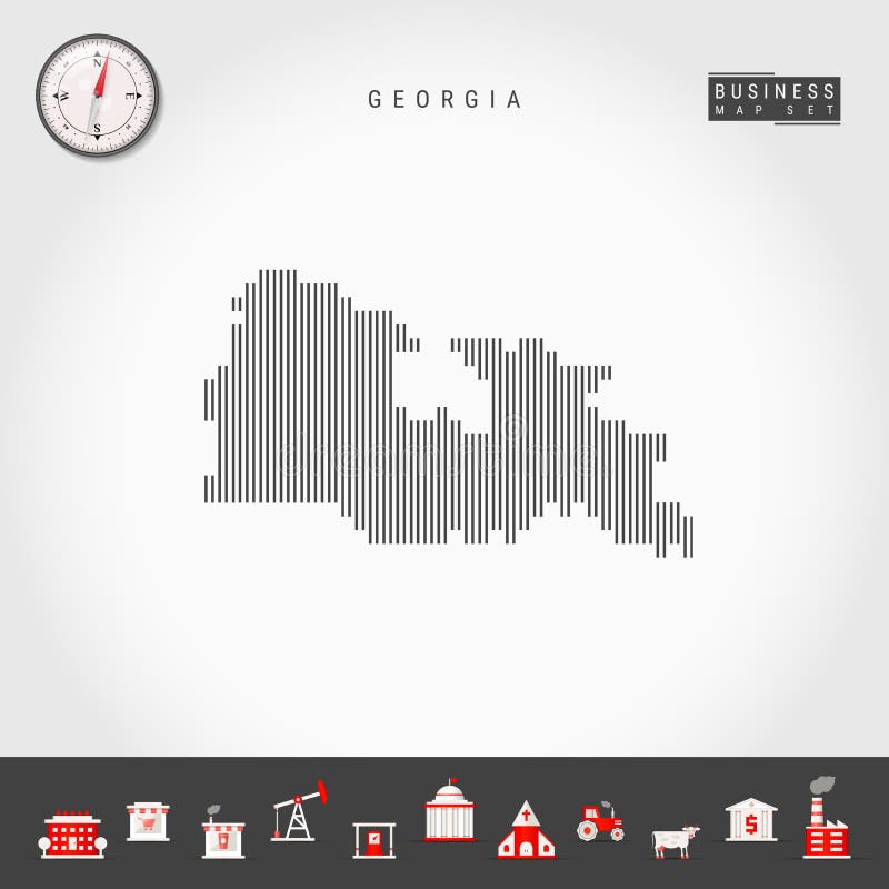 Vector Vertical Lines Map of Georgia. Striped Silhouette of Georgia ...