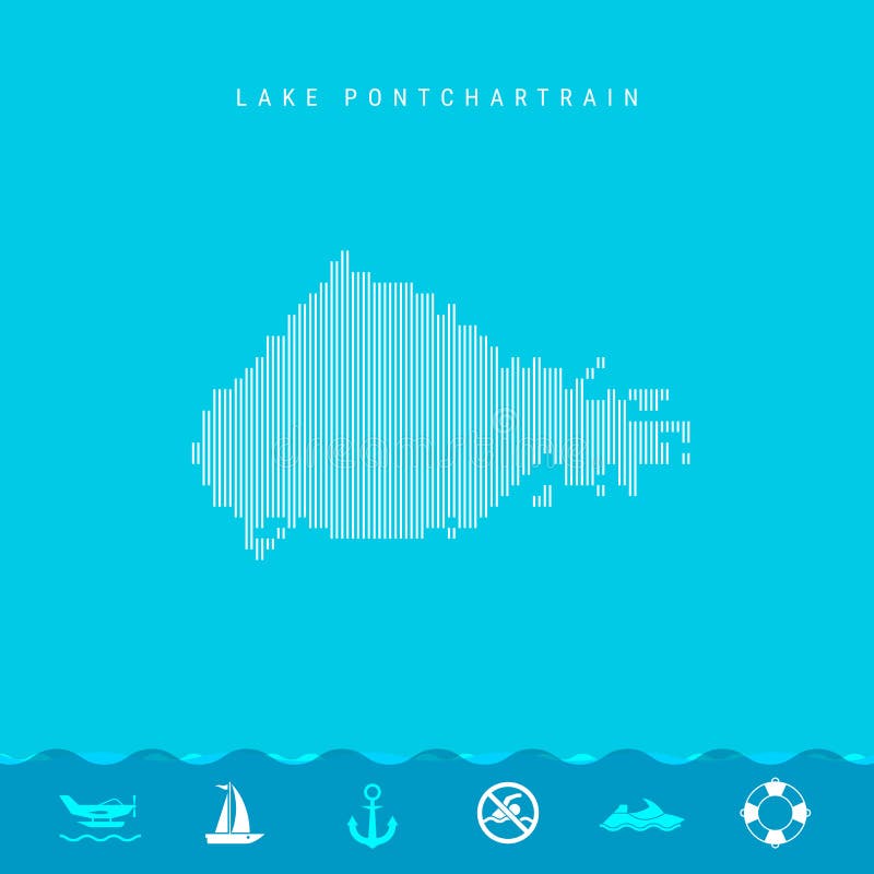 Lake Pontchartrain Vector Map Isolated on White Background. High ...